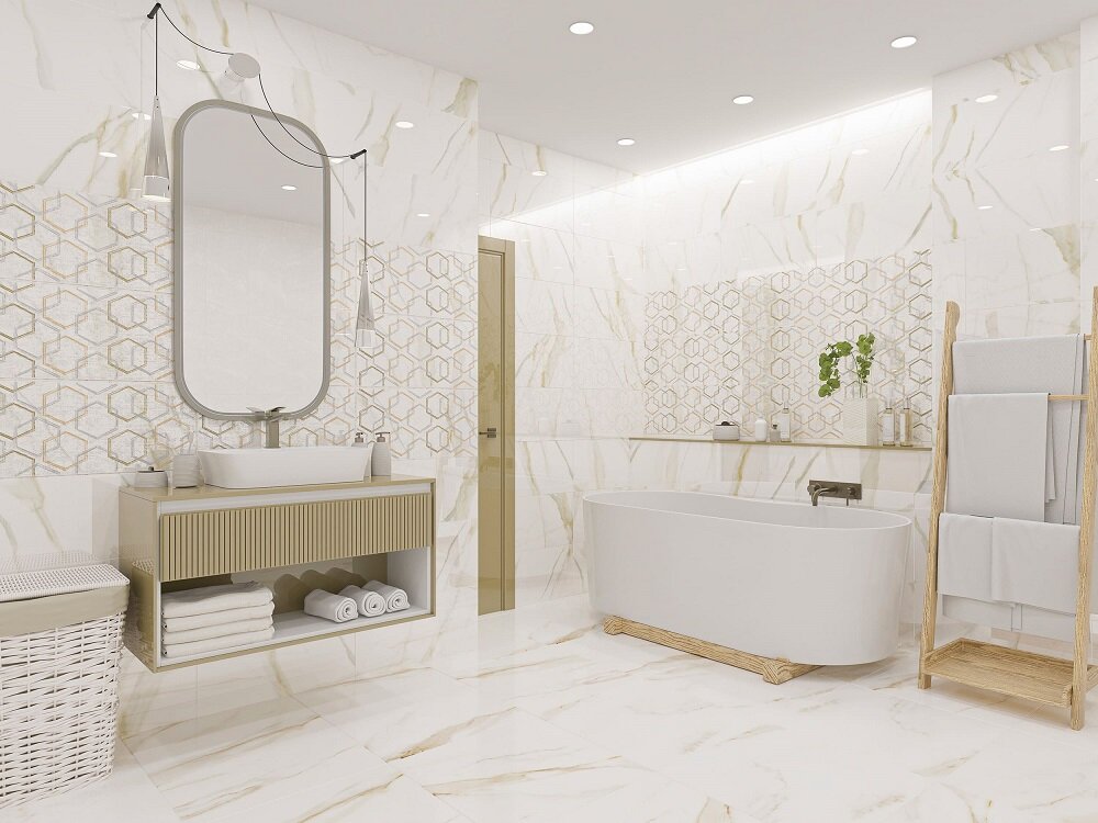 Декор Azori Apulia Oro Hexagone 589002003, 31.5 х 63 см, бежевый, купить в Москве