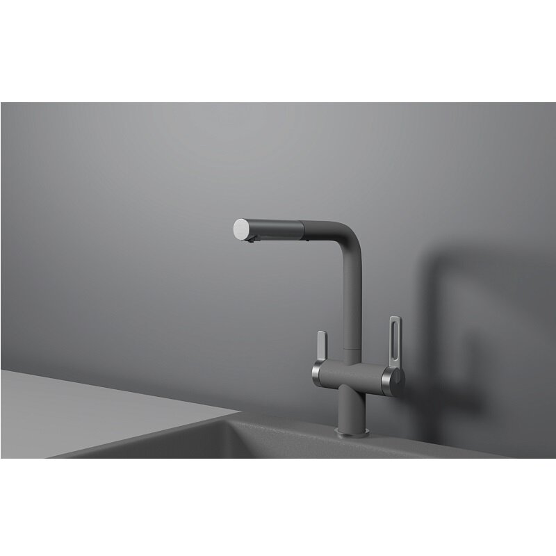 Смеситель для кухонной мойки Granula GR-8170 алюминиум, с подключением ...