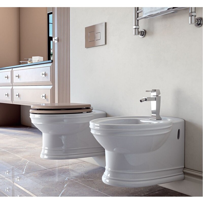 Комплект подвесного унитаза с биде Caprigo Armonia 5803/5804, белый ...