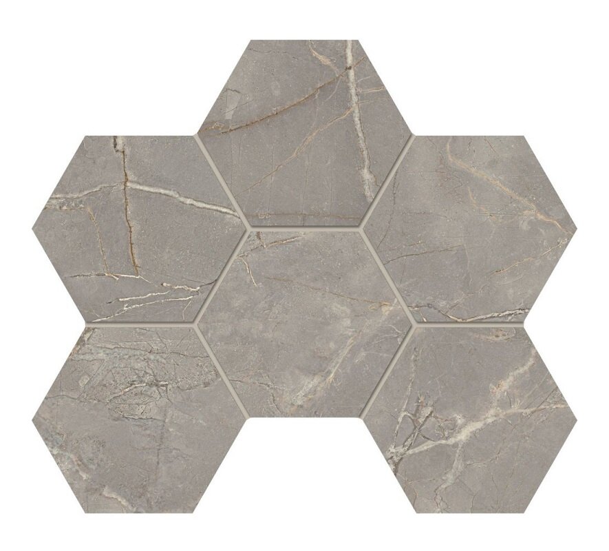 Мозаика Estima Bernini BR03 Hexagon 67343, 25 x 28.5 см, полированная, grey, купить в Москве