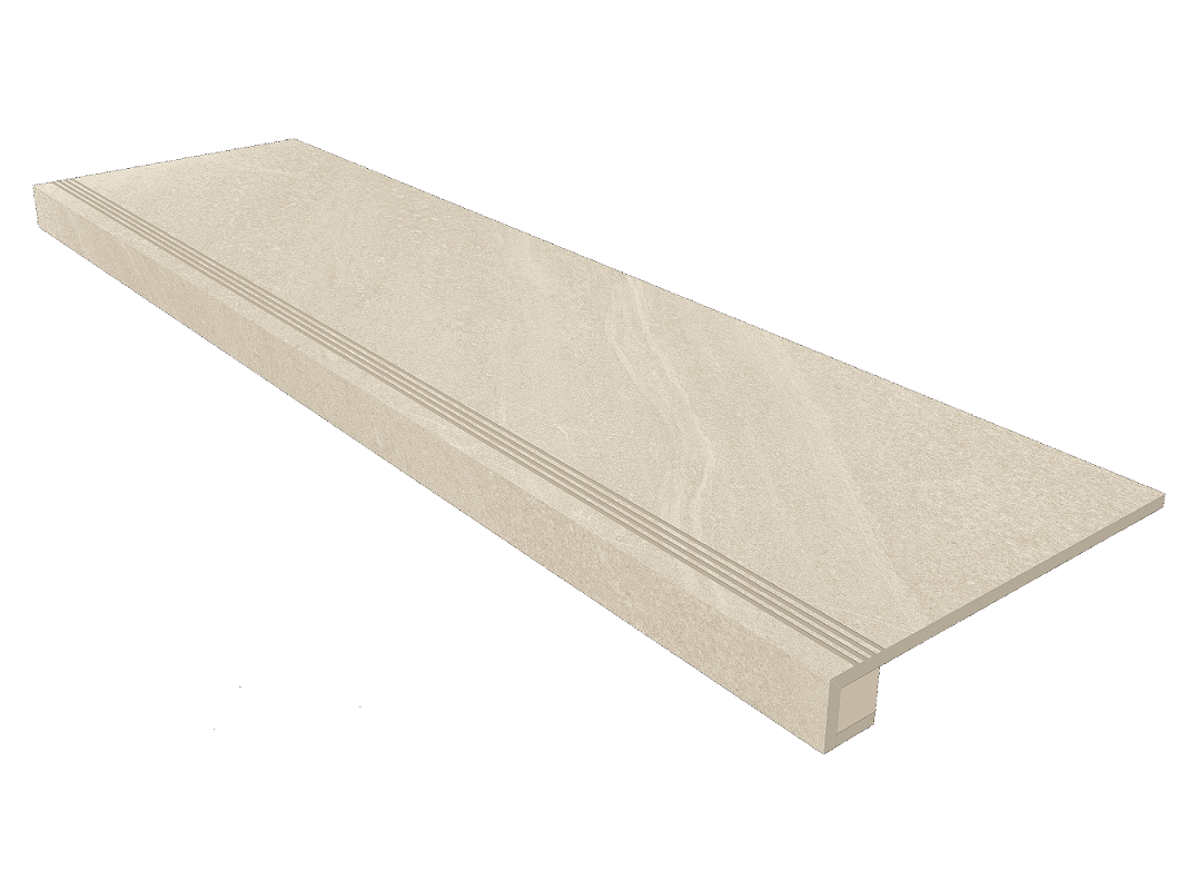 Ступень, керамогранит Estima Gabbro GB01 39858, 33 x 120 см с насечками+Подступенок 14.5 x 120 ...