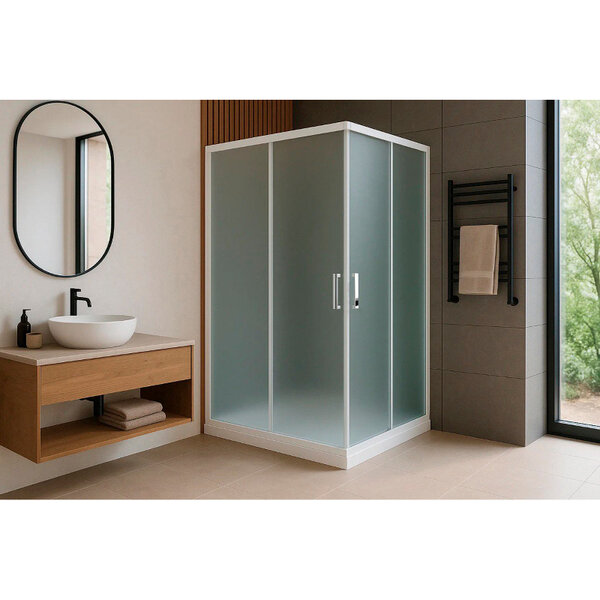 Душевой уголок Royal Bath HPD RB10115HPD-C, 115 x 100 см, стекло матовое, профиль белый, купить ...