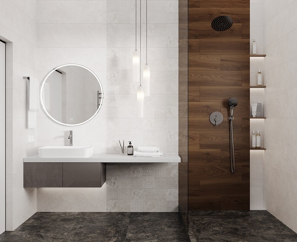 Декор Laparet Galaxy light grey VT/A676/13031R, 30 х 89.5 см, обрезной, светло-серый матовый ...