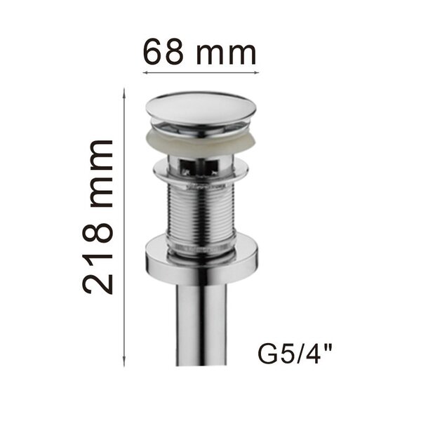 Донный клапан Haiba, для раковины, с переливом, click-clack, хром, HB65-2, купить в Москве