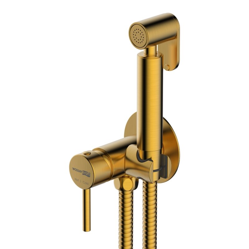 Гигиенический душ WasserKRAFT, A70838, со смесителем, золото матовое ...
