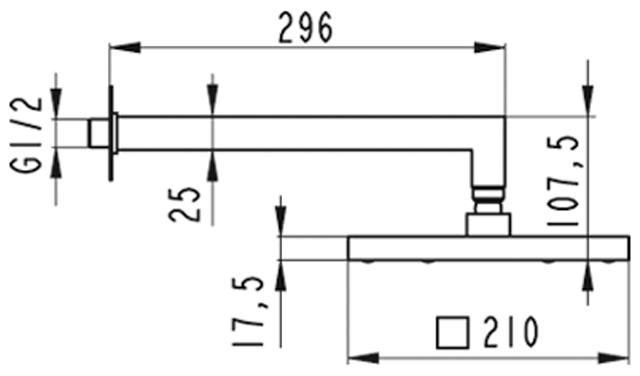 Верхний душ Jado Cubic F1442AA, 210х175 мм, 1 режим струи, с держателем ...