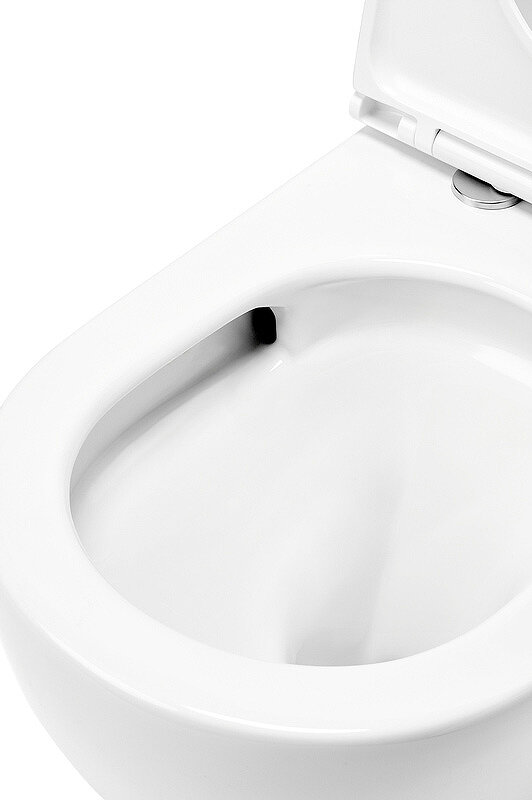 Подвесной безободковый унитаз TECE TeceSpring R 9700998, смыв торнадо, сиденье микролифт, белый ...